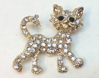 Rhinestone Cat Pin - Etsy