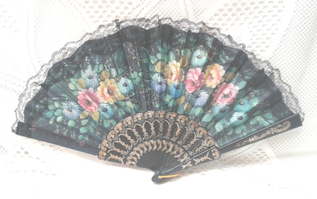 Elegant, Beautiful Design Hand Fan, Hand Held Fan, Spanish Style Fan ...