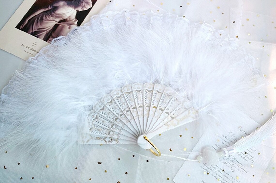 Elegant Beautiful Feather Design Hand Fan Wedding Bride - Etsy