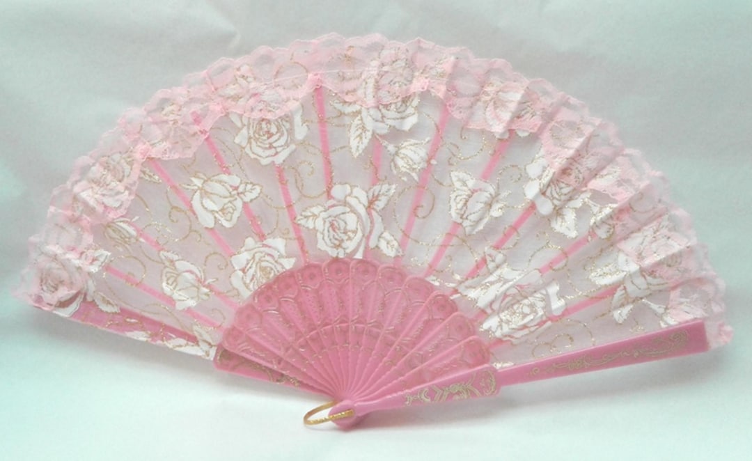 Rose Lace Hand Fan With Gold Accents, Spanish Style. Check Listing for ...