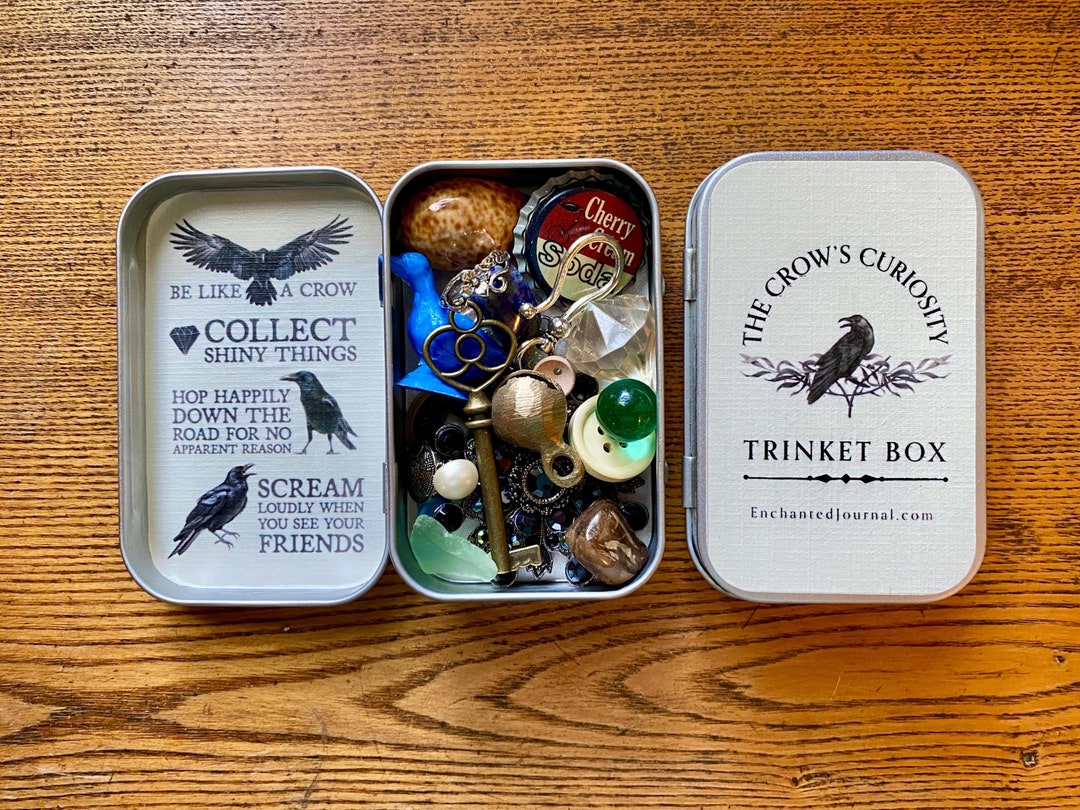The Original Crow's Curiosity Trinket Box With Treasure Collection - Surprise Tin With Found ...