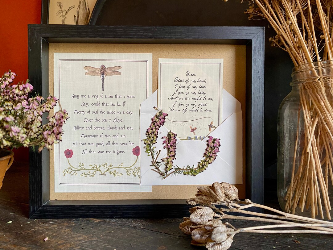 Romantic Quotes From Outlander, With Pressed Heather Flowers. Handmade ...