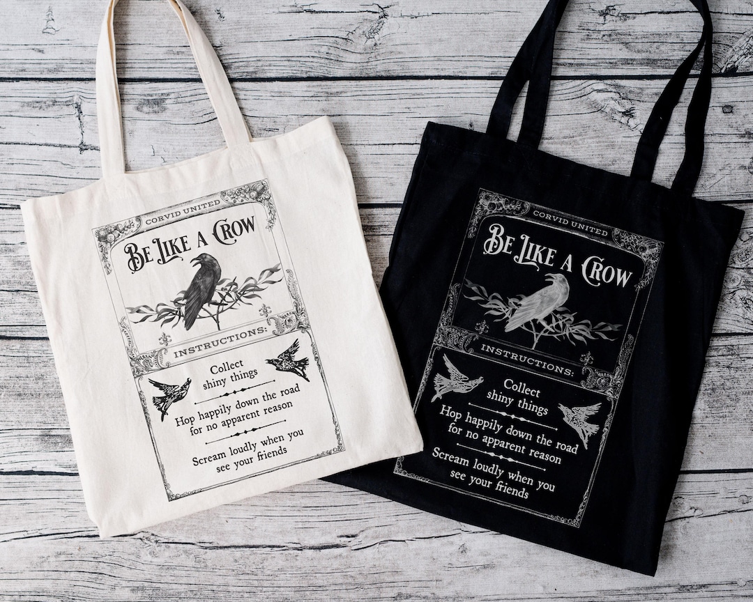 Vintage Apothecary Crow Tote Bag | Witchy Gothic Book Bag - Etsy