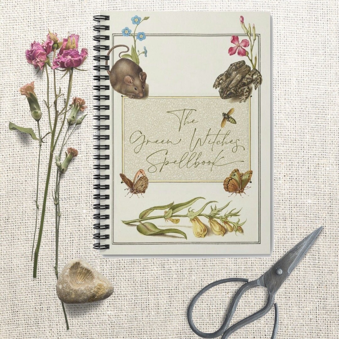 The Green Witches Spellbook Grimoire Journal, Spiral Notebook Ruled ...