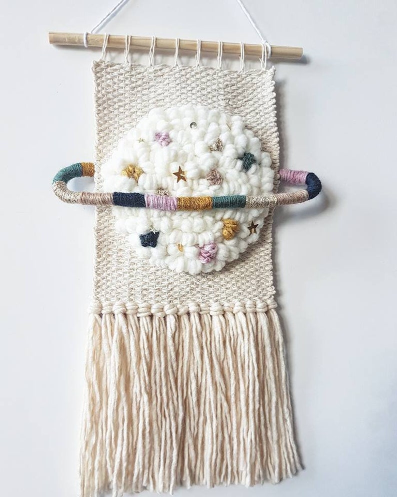 Planet with ring Original handwoven wallhanging kids nursery | Etsy