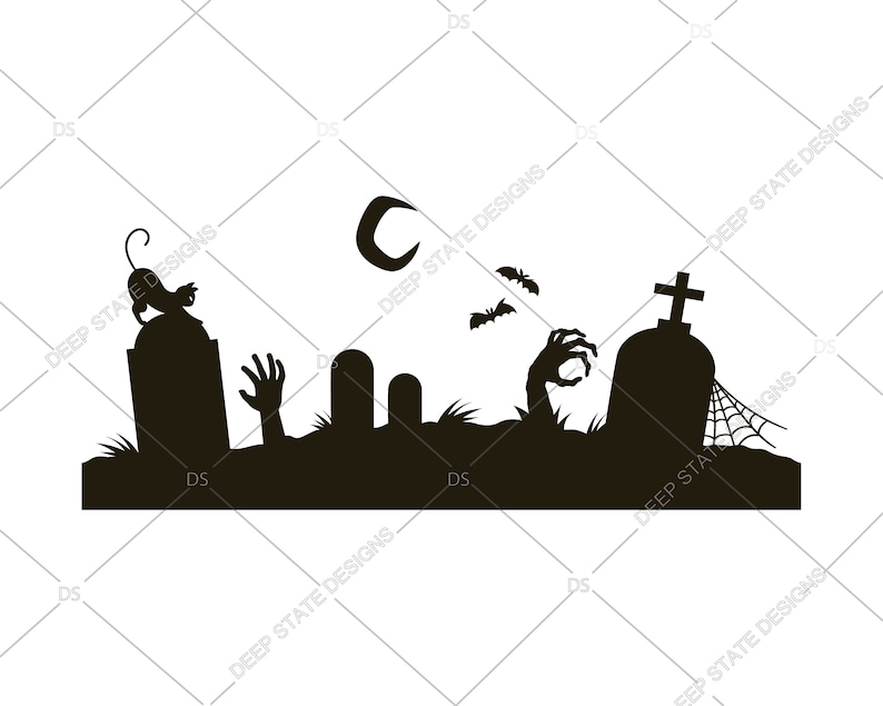 Halloween Svg, Cemetery Svg, Graveyard Svg, Halloween Svg Files ...