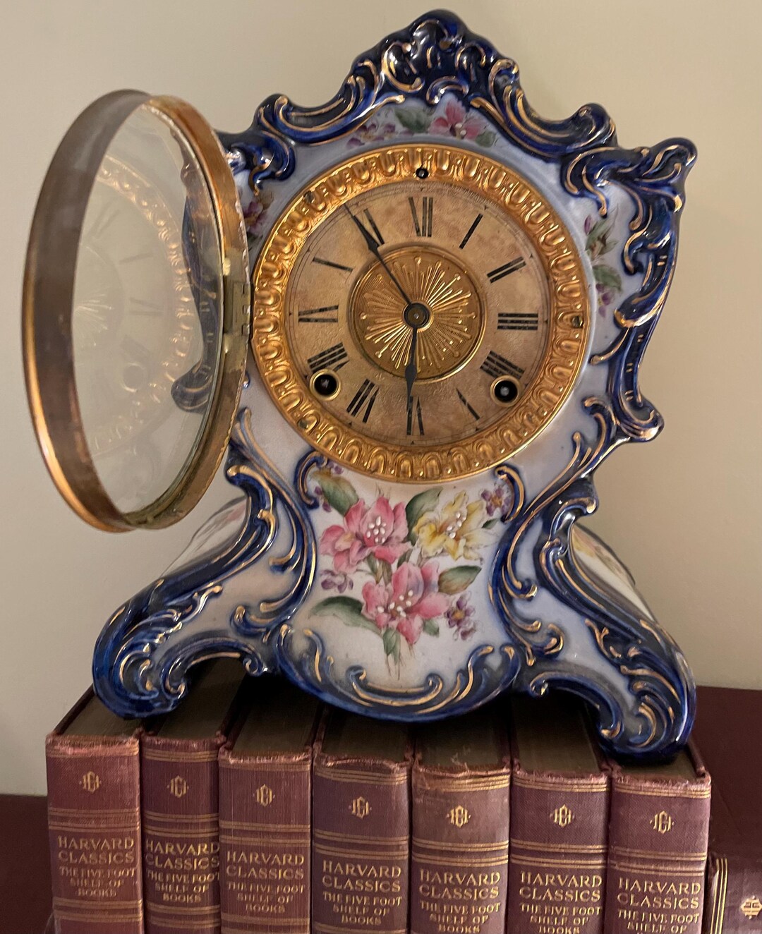 Antique ANSONIA " Tacoma" Victorian Porcelain Mantel Clock/ PATENTED ...
