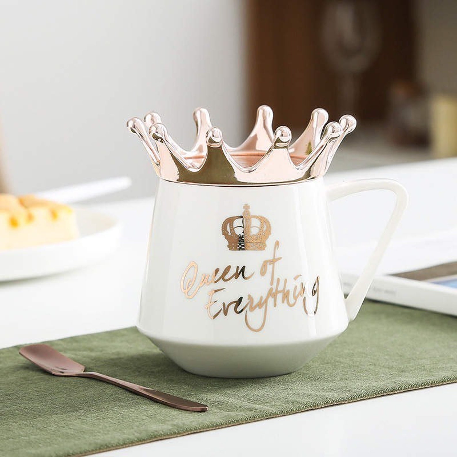 Queen of Everything Ceramic Mug With Crown Lid Ceramic Coffee Cup,gift ...