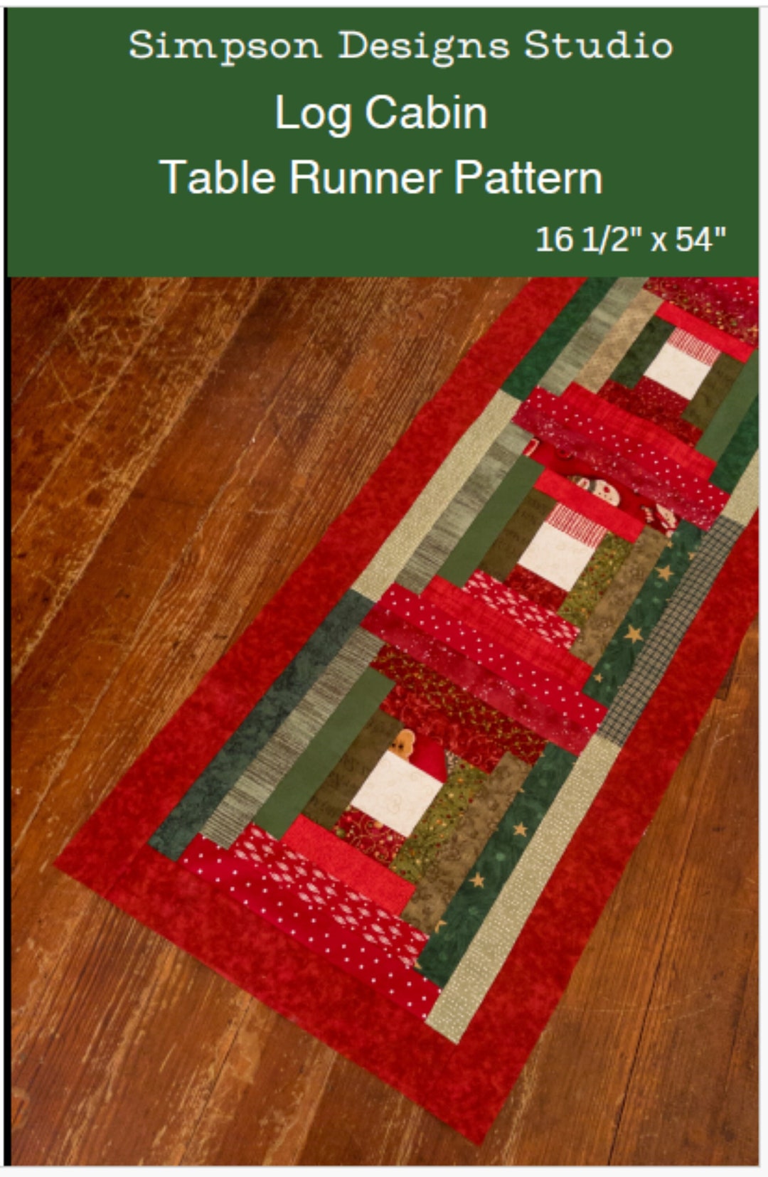 Log Cabin Table Runner Pattern PDF by Simpson Designs Studio, Digital ...