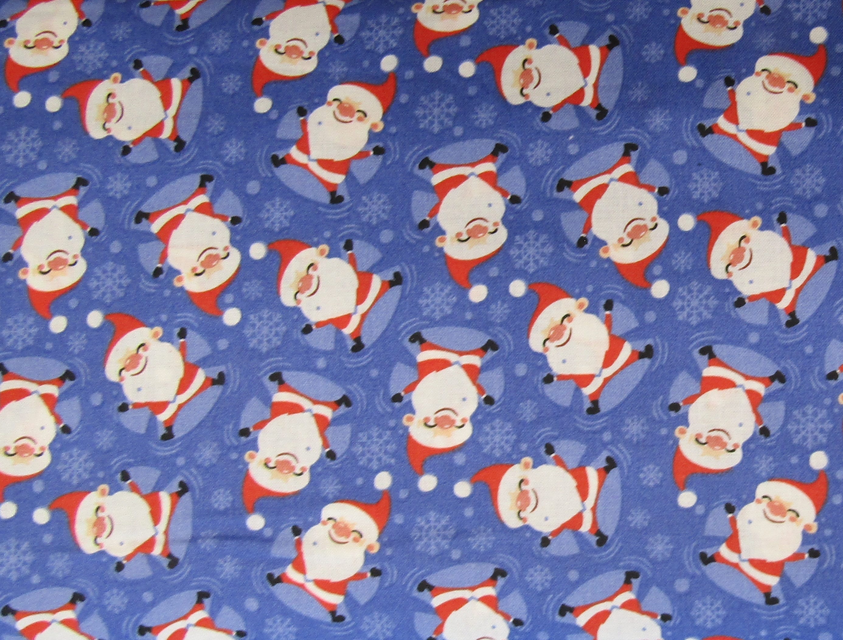 Christmas Fabric - Snow Angel Santa on Blue Fabric, Fabric by the Yard ...