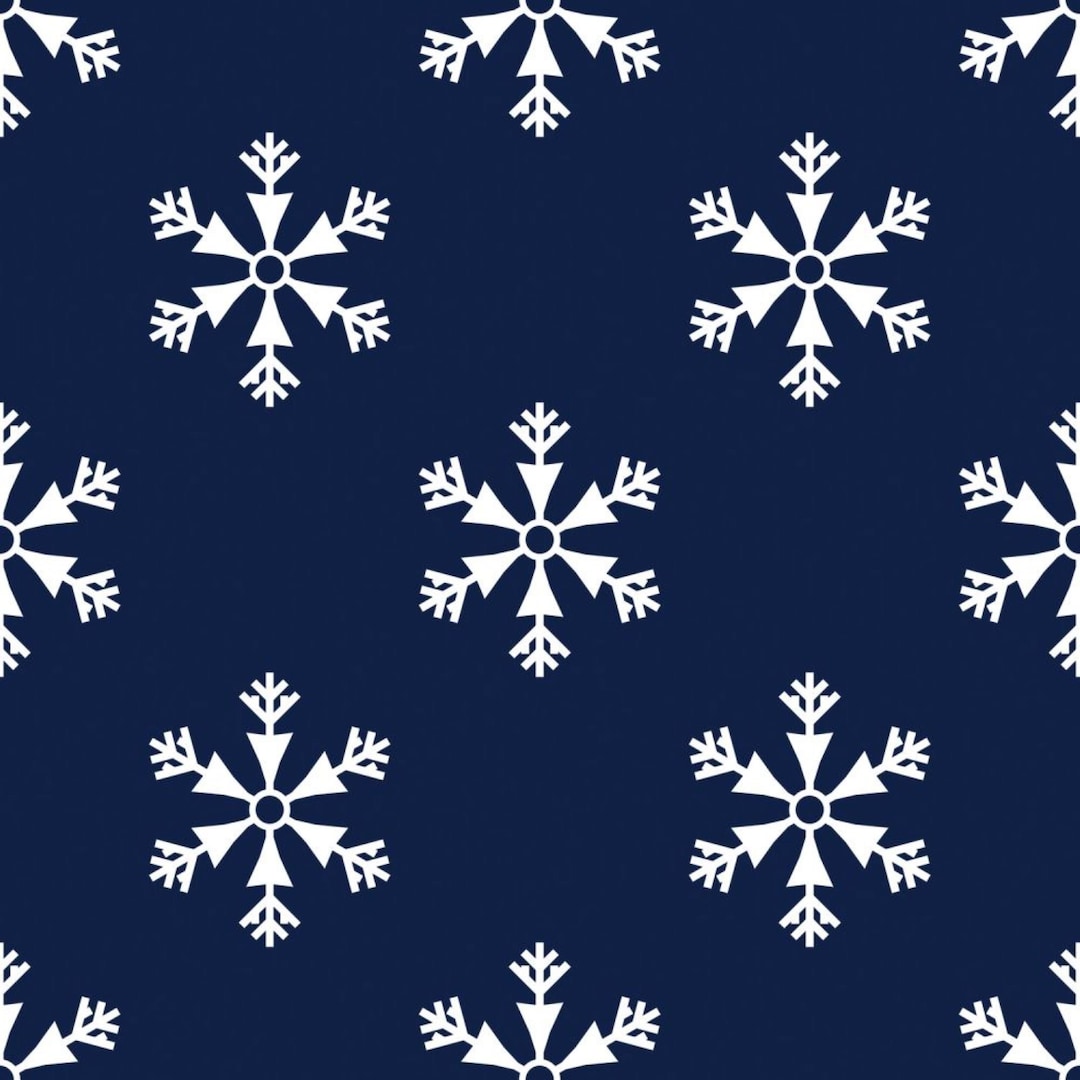 Christmas Fabric Snowfall Allover on Navy Fabric, Fabric by the Yard ...