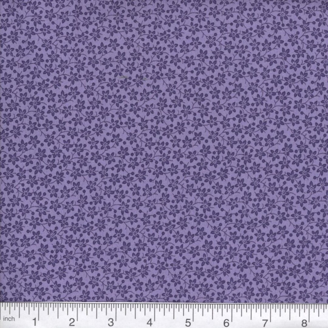 Purple Calico Fabric, 100% Cotton, Fabric by the Yard, Vintage Look ...
