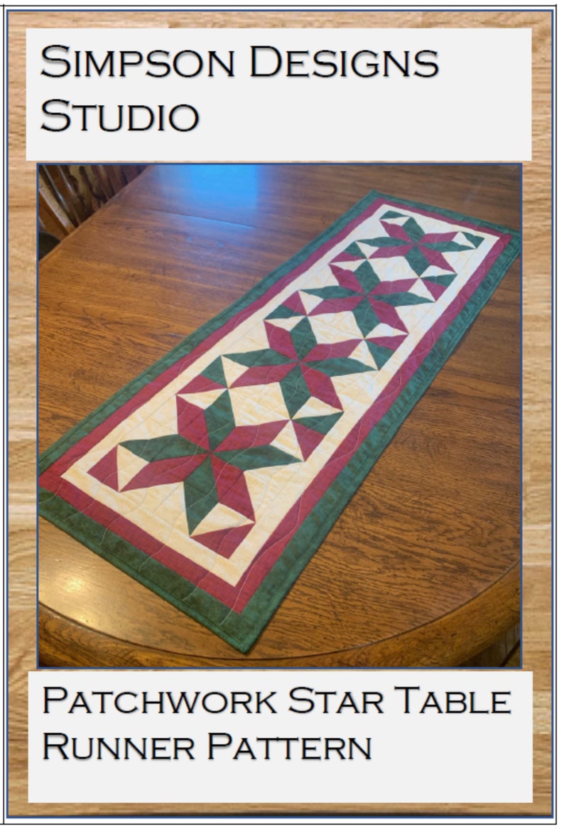 Patchwork Star Table Runner Pattern PDF by Simpson Designs Studio ...