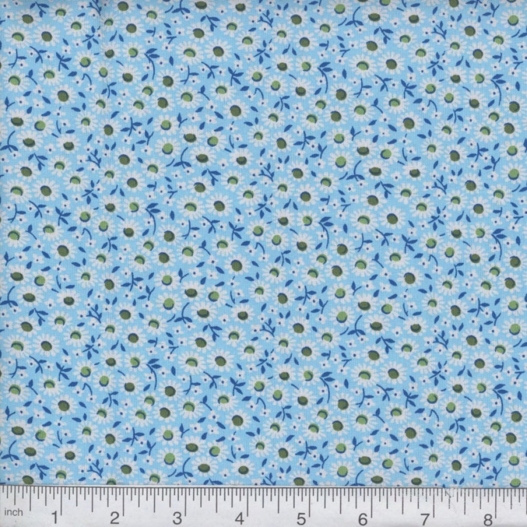 Light Blue Vintage Look Floral, 100% Quilt Cotton, Fabric by the Yard ...