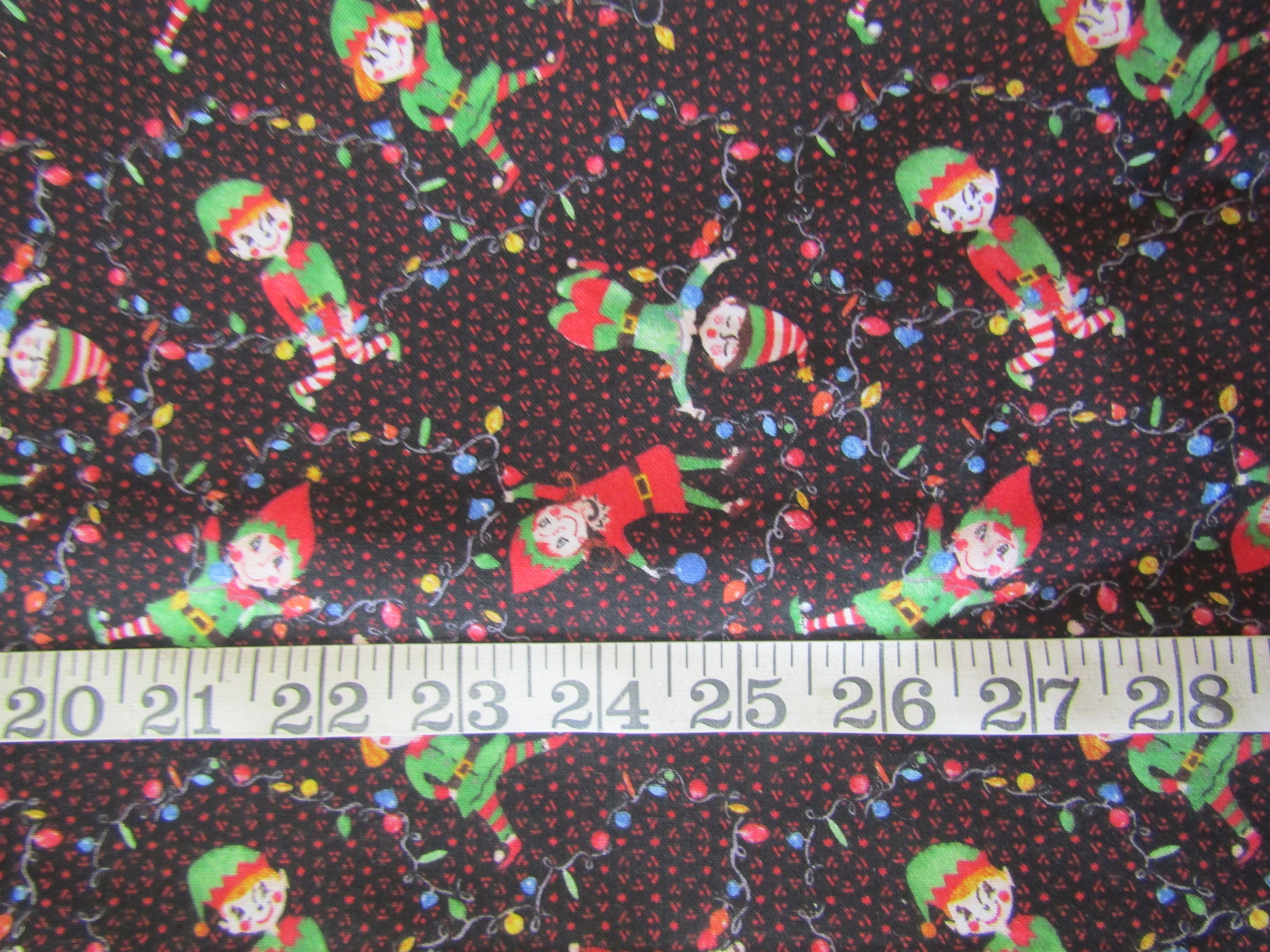 Christmas Fabric Elf Dance on Black Fabric Fabric by the - Etsy