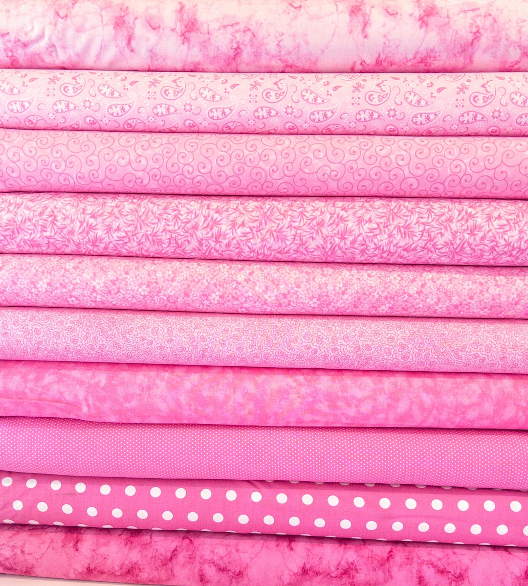 The Pink Collection 10 Piece Fabric Bundle, 100% Cotton Fabric, Quilt ...