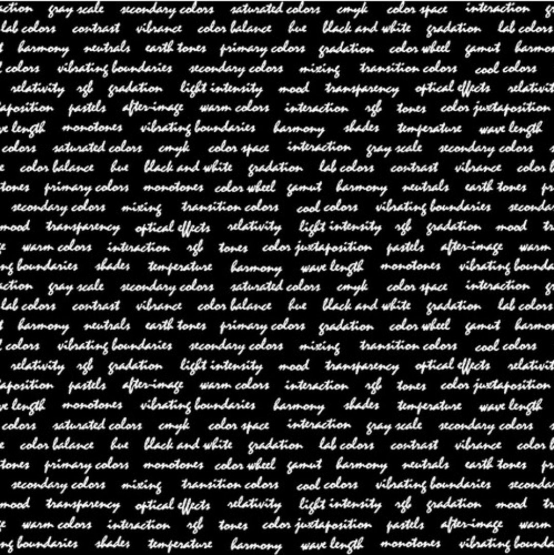 The Language of Color Script on Black by Studio E Fabrics, 100% Quilt ...