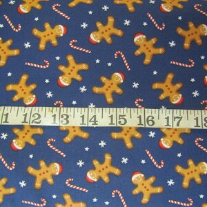 Christmas Fabric - Gingerbread Shuffle Navy Fabric, Fabric by the Yard ...