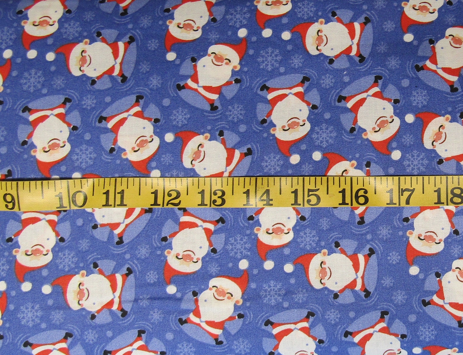 Christmas Fabric Snow Angel Santa on Blue Fabric Fabric by - Etsy