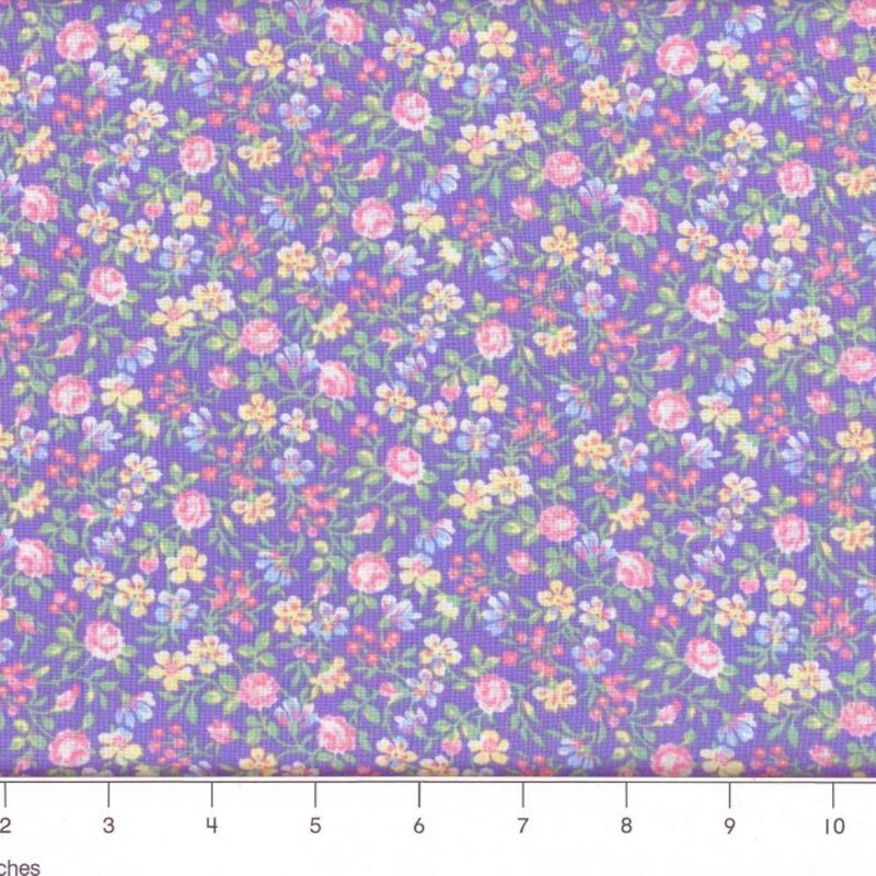 Purple Floral Fabric - Etsy