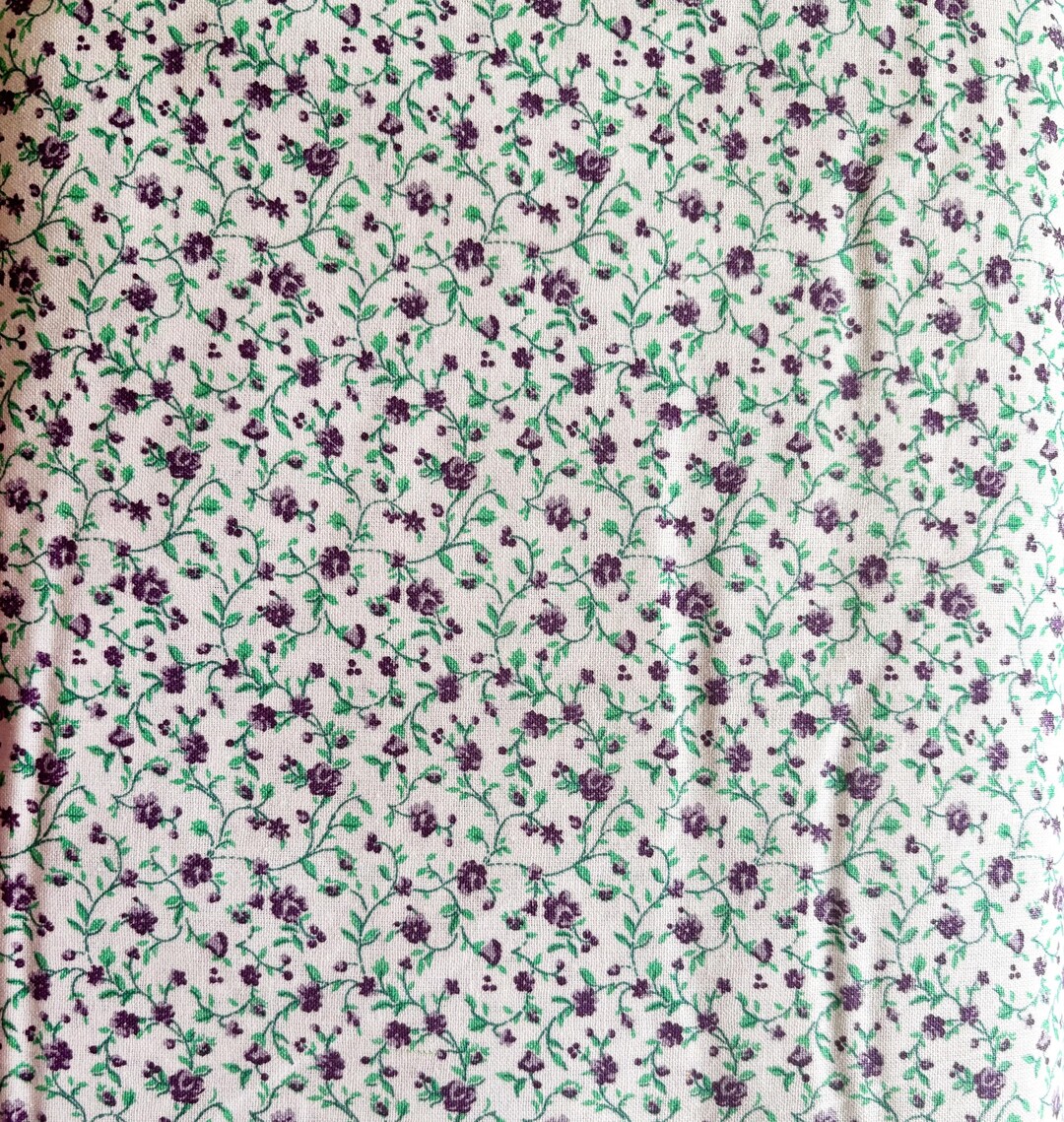 Purple & Green Calico Fabric, 100% Cotton Quilt Fabric, Fabric by the ...