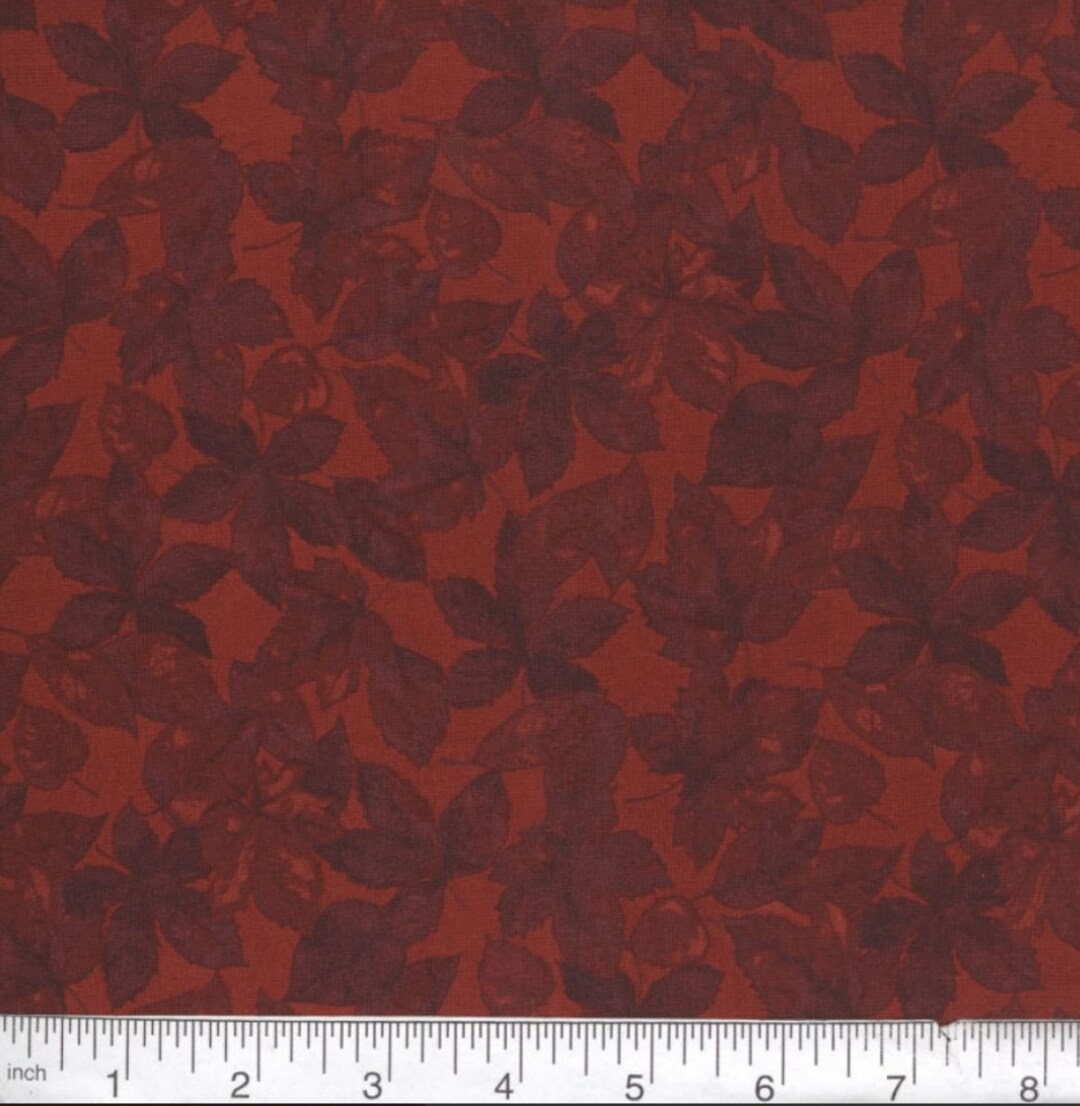 End of Bolt - 9" X 42/43" - Maroon Harvest Leaves, Fall Fabric, 100% ...