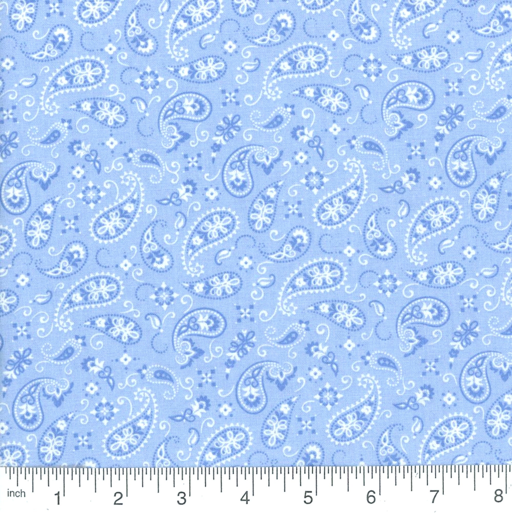 Bandana Light Blue Paisley 100% Quilt Cotton Fabric by the - Etsy