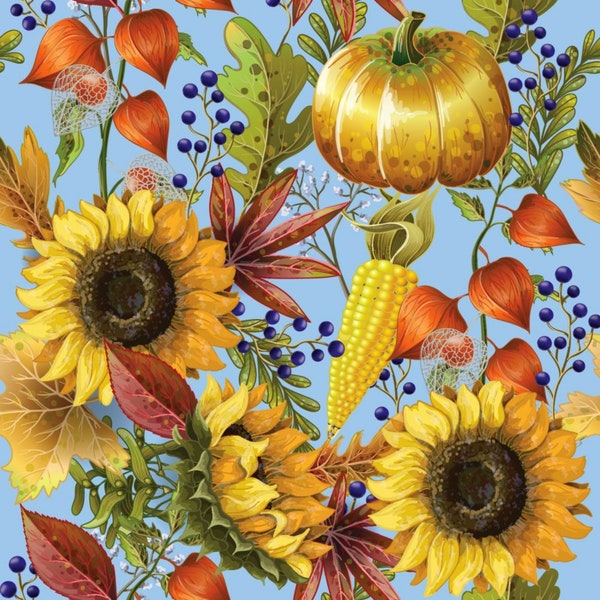 Thanksgiving Fabric - Etsy