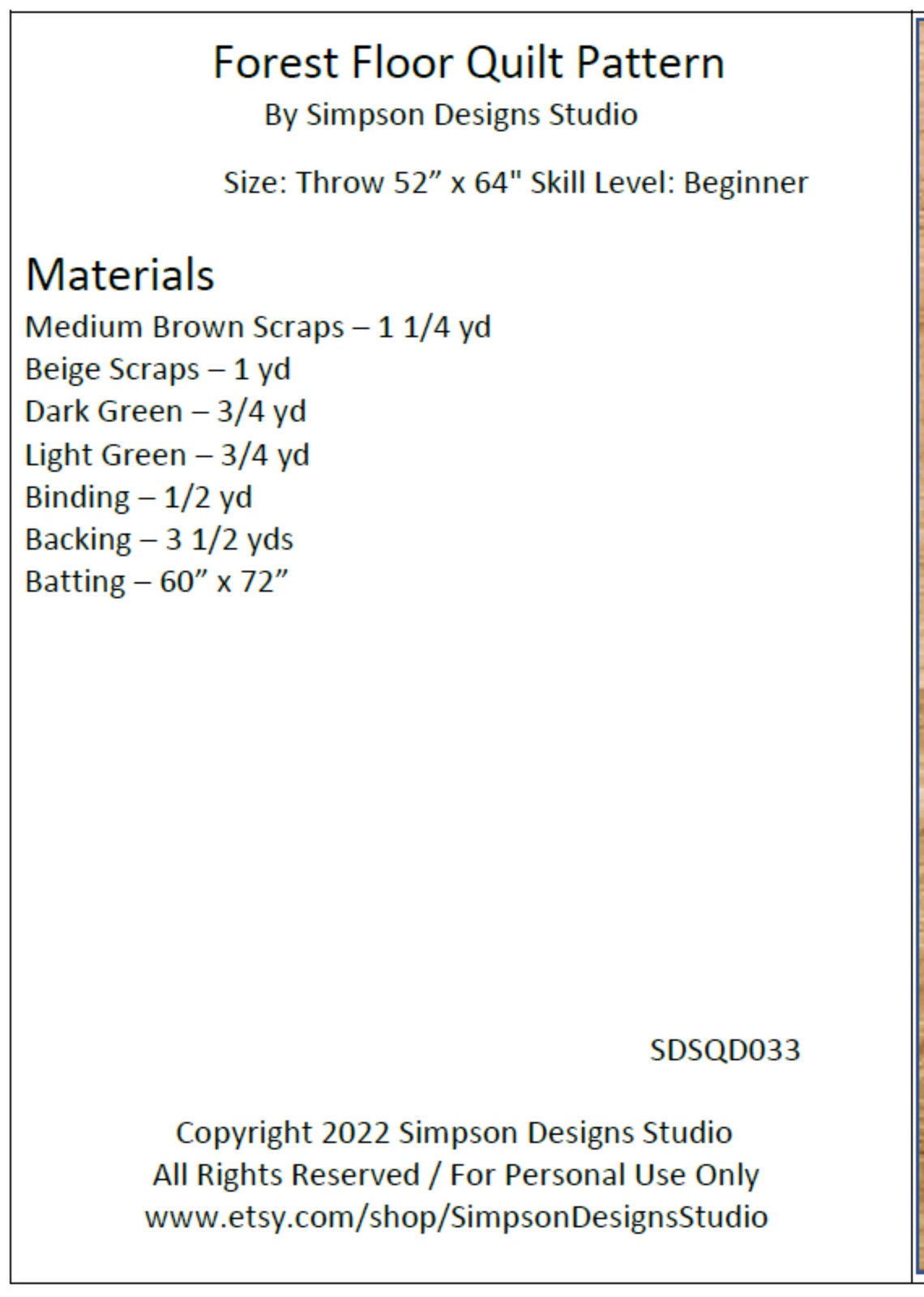 Forest Floor Quilt Pattern PDF by Simpson Designs Studio - Etsy