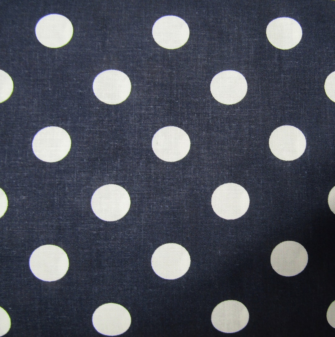 Polka Dot Fabric Navy Blue Big Dot Fabric, 100% Cotton, Fabric by the ...