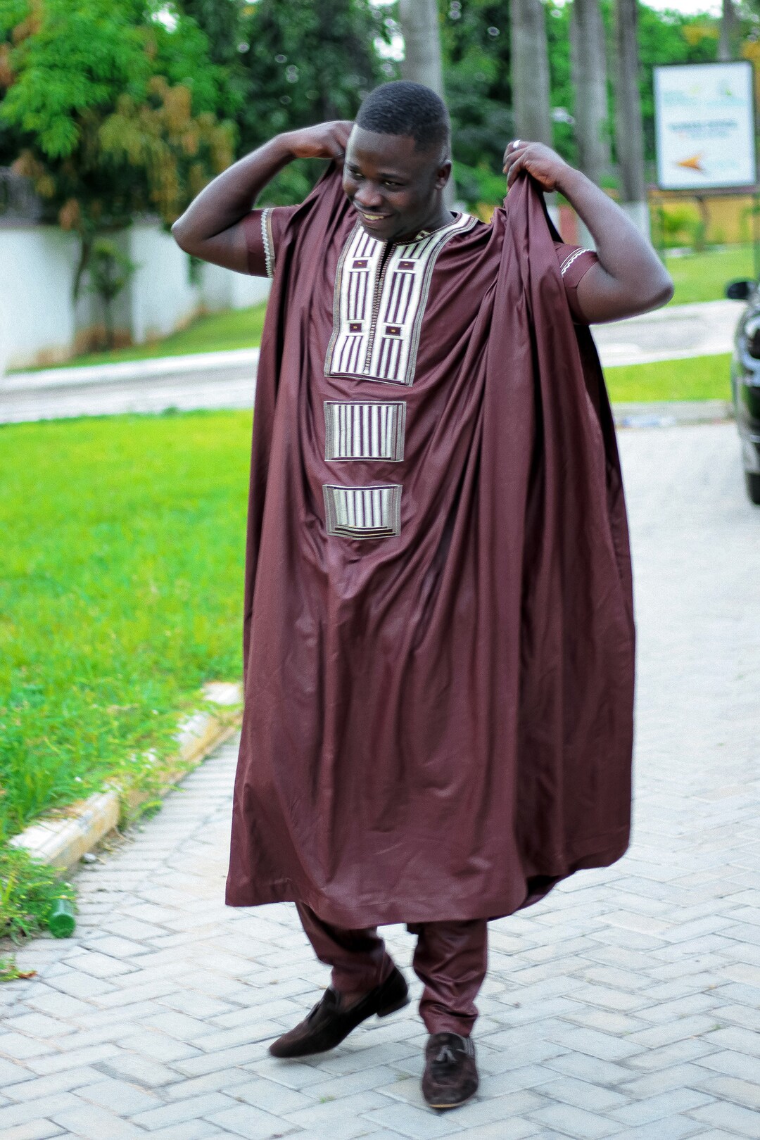 Brown and Ivory Agbada Babariga 3 Pcs African Men's Clothing African ...
