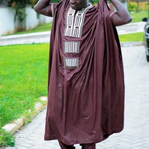 Brown and Ivory Agbada Babariga 3 Pcs African Men's Clothing African ...