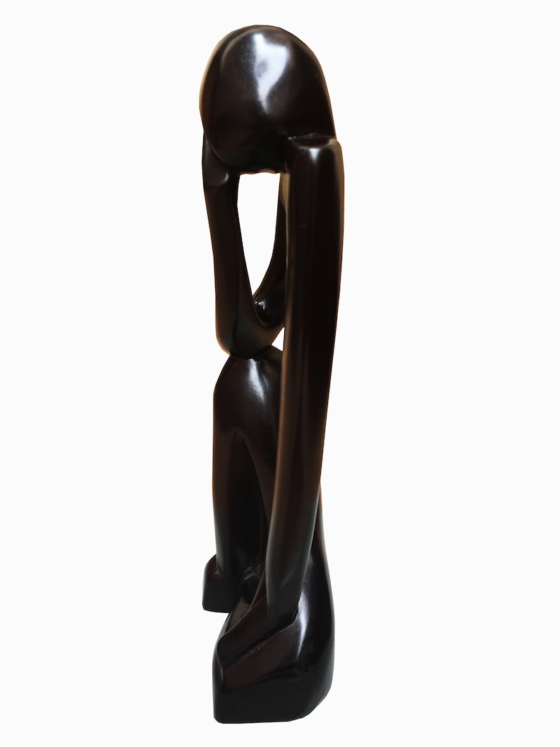 Wooden Hand Crafted Thinking Man Figure Hand Carved Ghanaian Sculpture ...