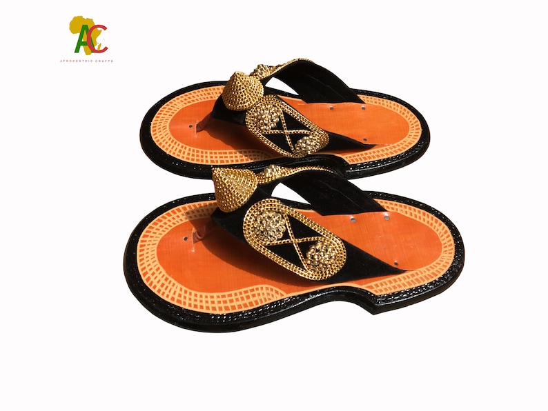 Handmade Men's Traditional Slippers Ghanaian Leather Slippers Men's ...