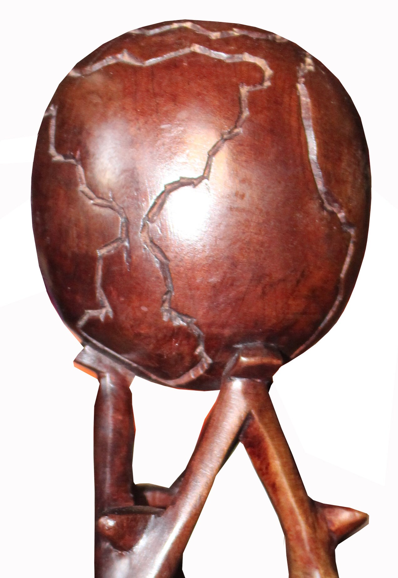 Vintage African Hand Carved Wooden Globe Statue - Etsy
