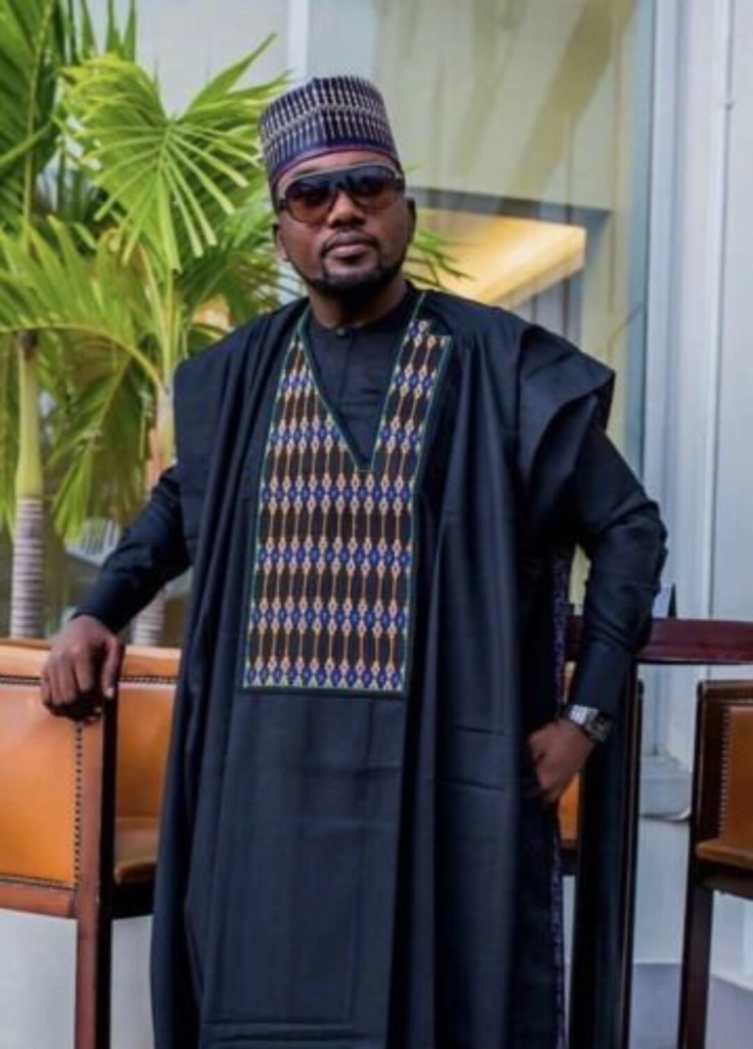 Blue-black Agbada Babariga 3 Pieces African Groom Suit Men African Wear ...