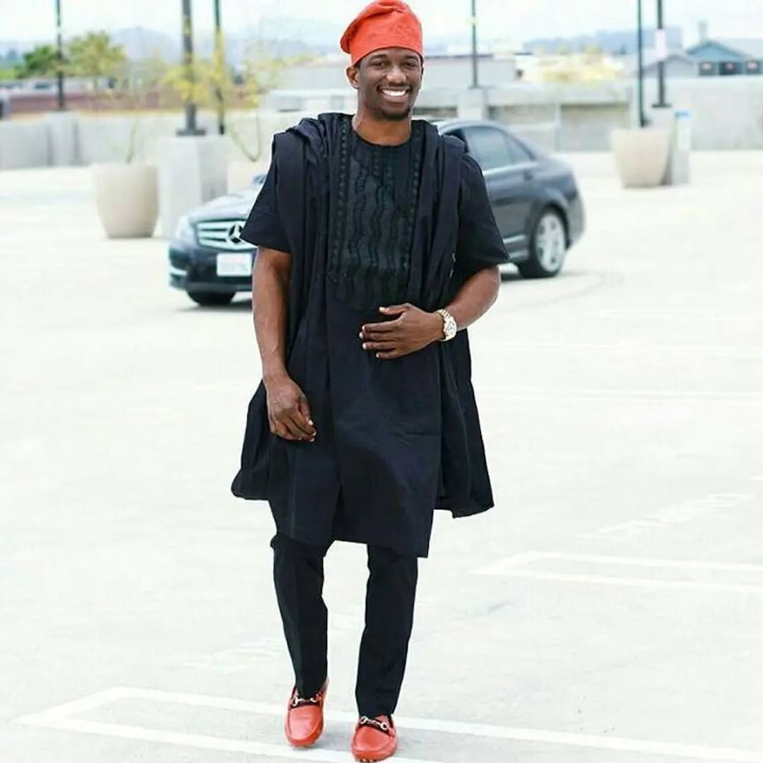 All Black Agbada Babariga 3 Pieces Men Groom Suit African Clothing for ...