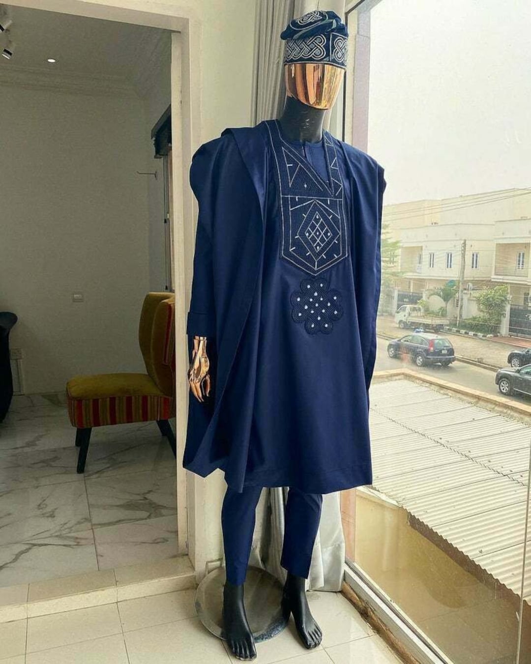 Navy Blue Agbada Babariga 3pieces Men's Kaftan African Clothing African ...