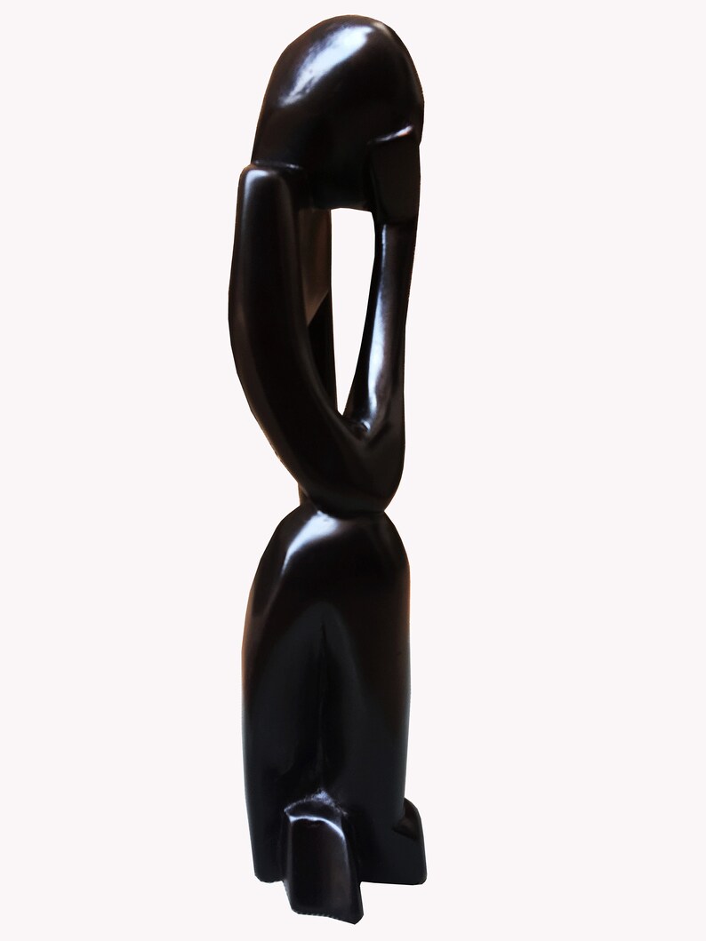 Wooden Hand Crafted Thinking Man Figure Hand Carved Ghanaian Sculpture ...