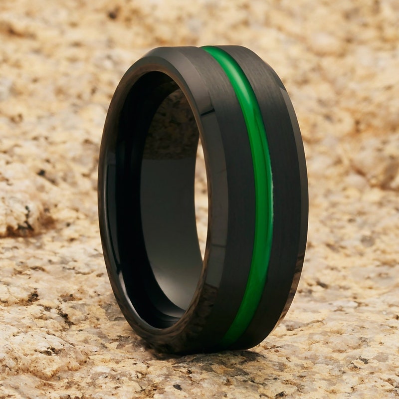 Green Tungsten Ring - Etsy