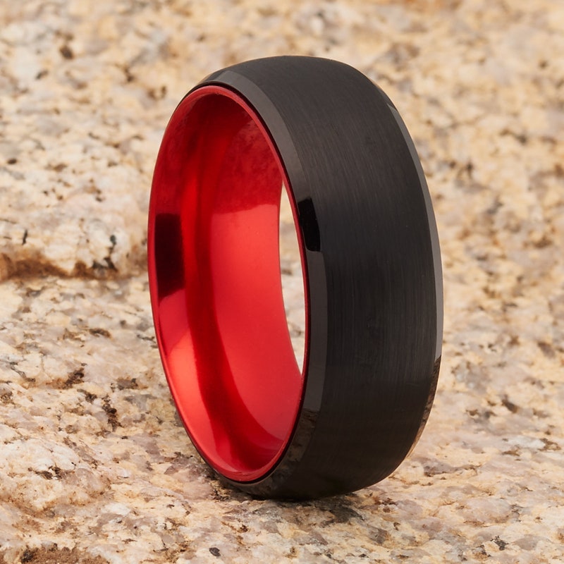 Black and Red Ring - Etsy