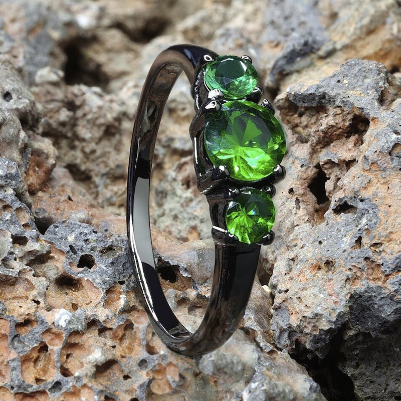 Cz Black Emerald Ring - Etsy