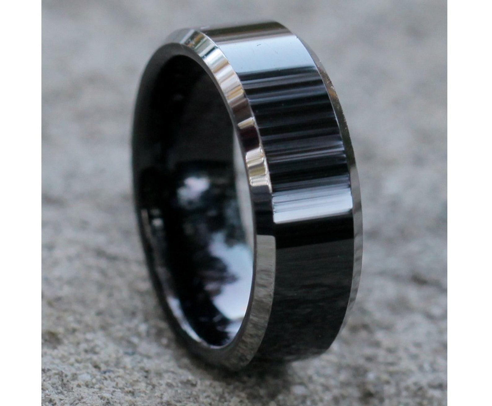Black Tungsten Ring Shiny Finish Black Tungsten Wedding | Etsy