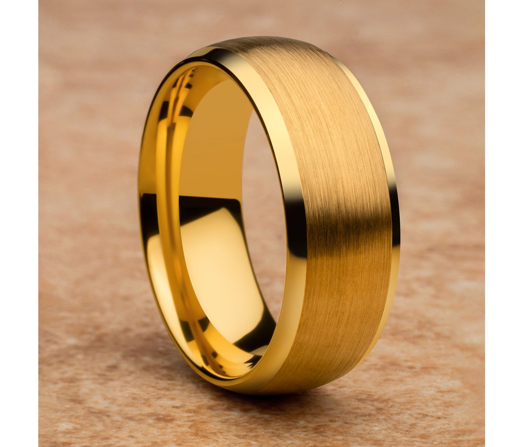 Man's Yellow Gold Tungsten Ring,engagement Ring,tungsten Carbide Ring ...