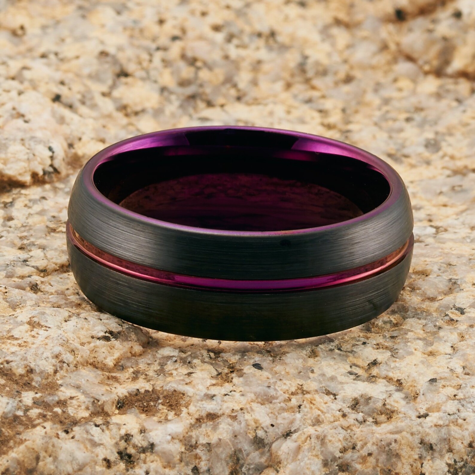 Purple Tungsten Ring,purple Wedding Ring,tungsten Carbide Ring ...