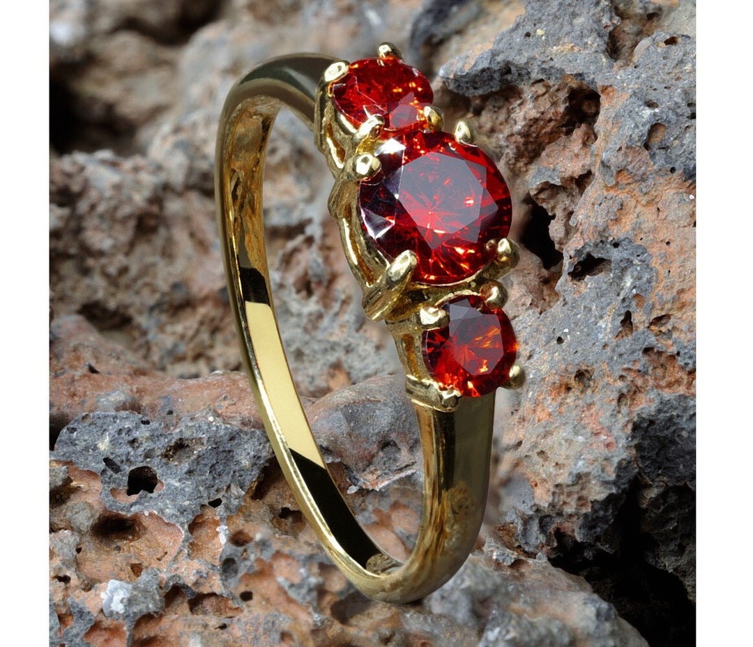 Ruby Titanium Ring,yellow Gold Ring,solitaire CZ Ring,anniversary Ring ...
