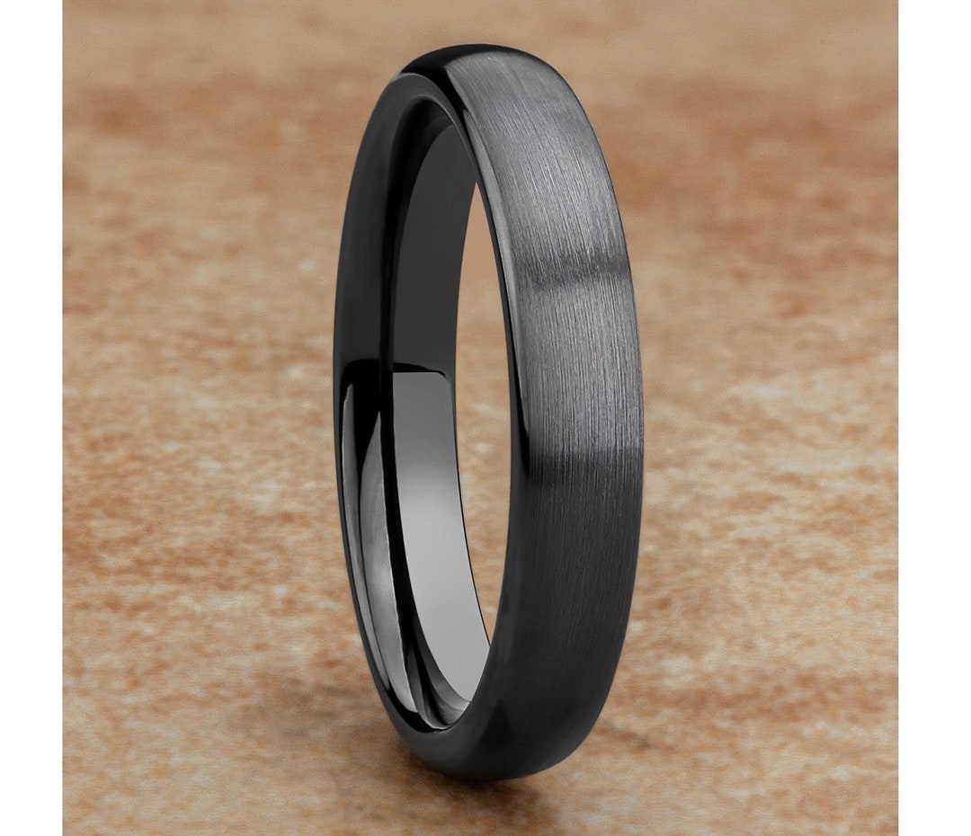 4mm Gunmetal Tungsten Wedding Ring: Brushed Dome Band - Etsy