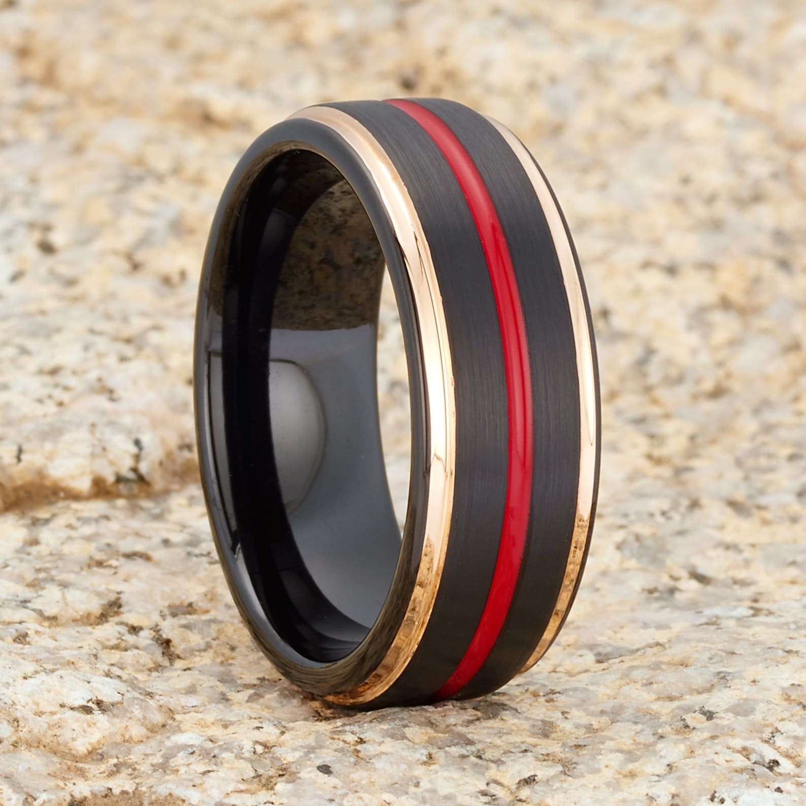 Red Tungsten Wedding RingRose Gold Tungsten RingMen & | Etsy