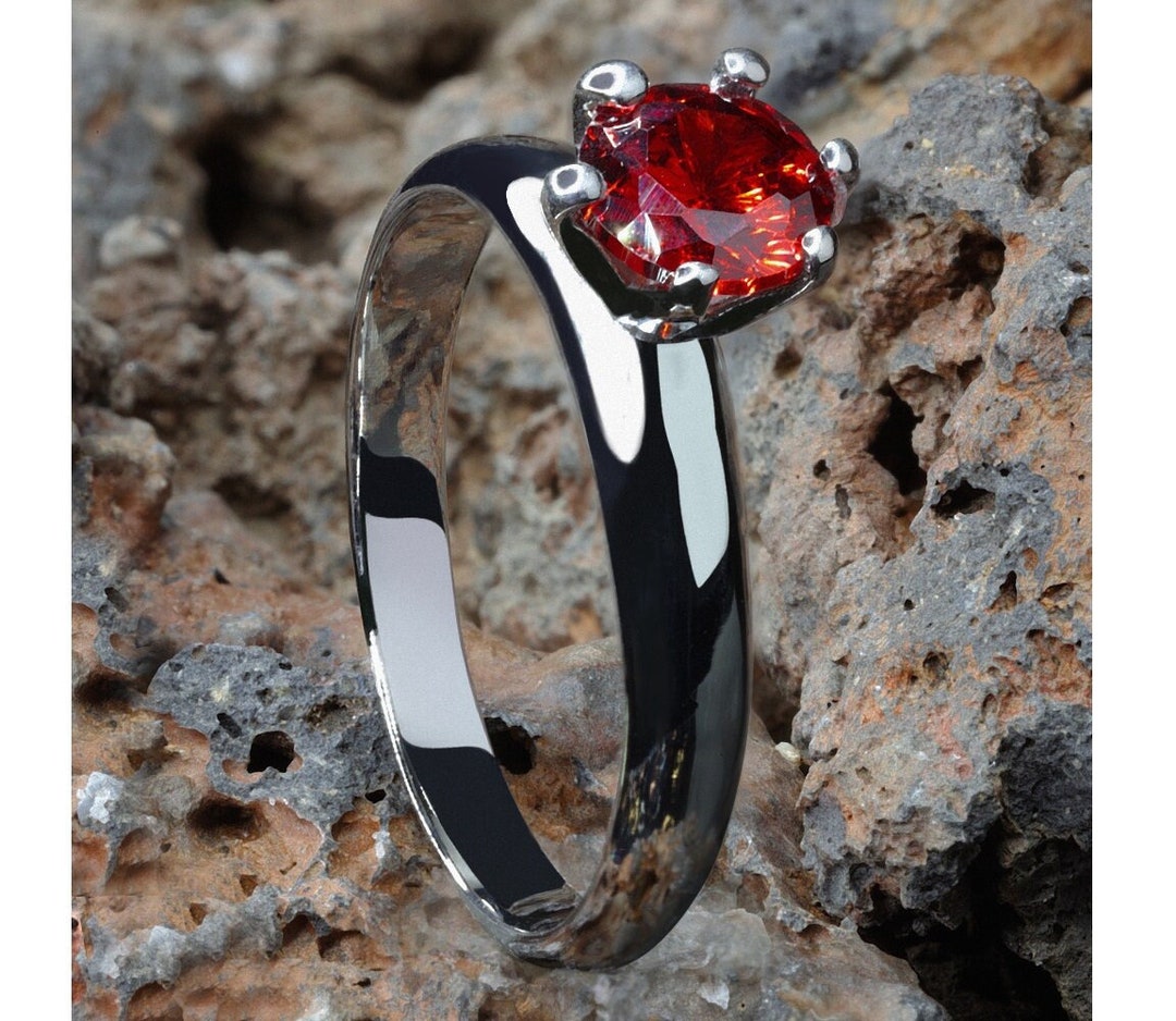 Ruby Titanium Ring,solitaire Wedding Ring,anniversary Ring,engagement ...