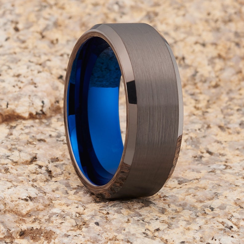 Gunmetal Tungsten Wedding Band 8mm Tungsten Ring Gunmetal - Etsy